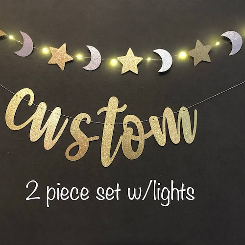 Moon and Stars Banner Custom Banner Baby Shower Banner | Etsy