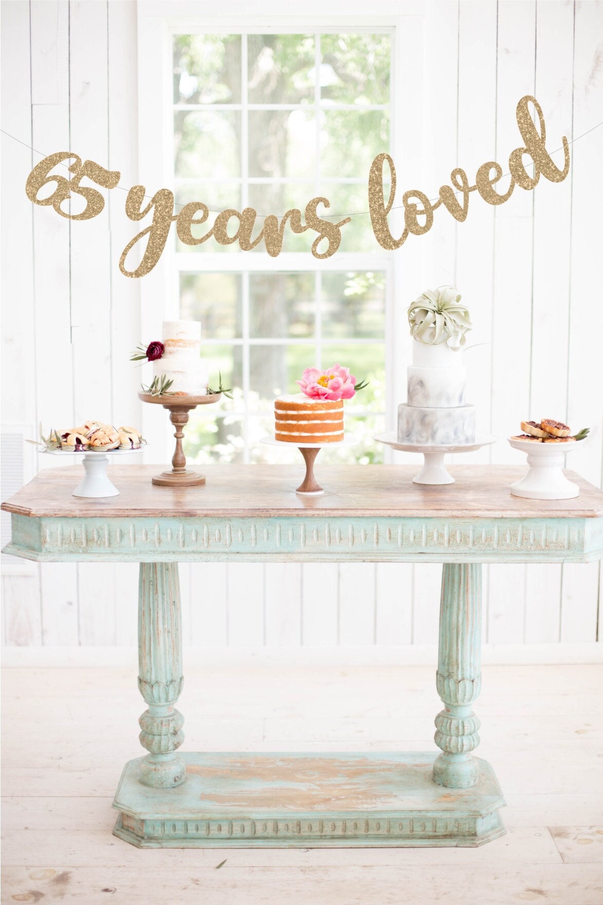 65 Years Loved Glitter Banner, 65th Birthday, Anniversary - Etsy