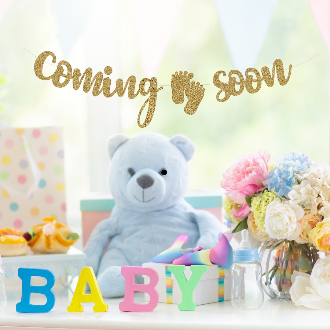 Gold Glitter 'coming Soon' Baby Shower Banner - Etsy