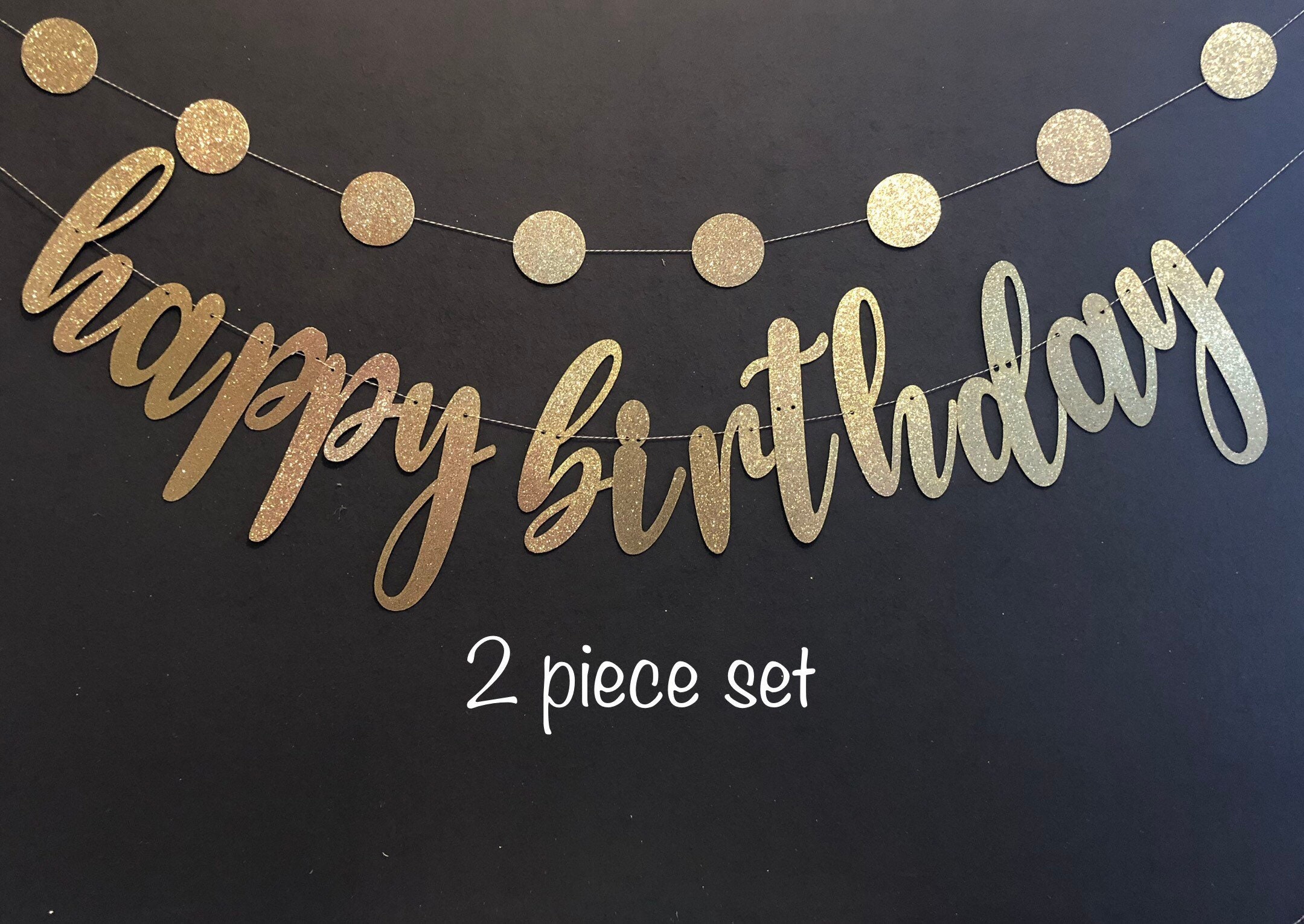 Glitter Happy Birthday Banner, Party Decorations - Etsy