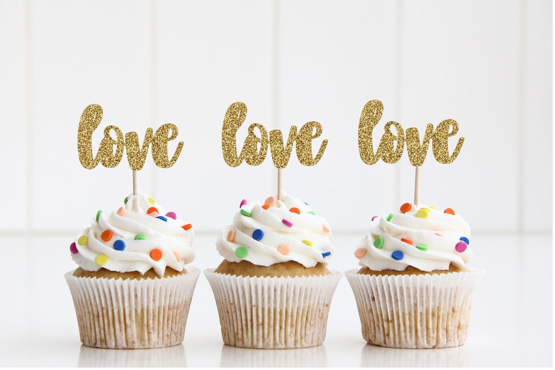 Love Cupcake Toppers, Engagement Cupcake Toppers, Engagement ...