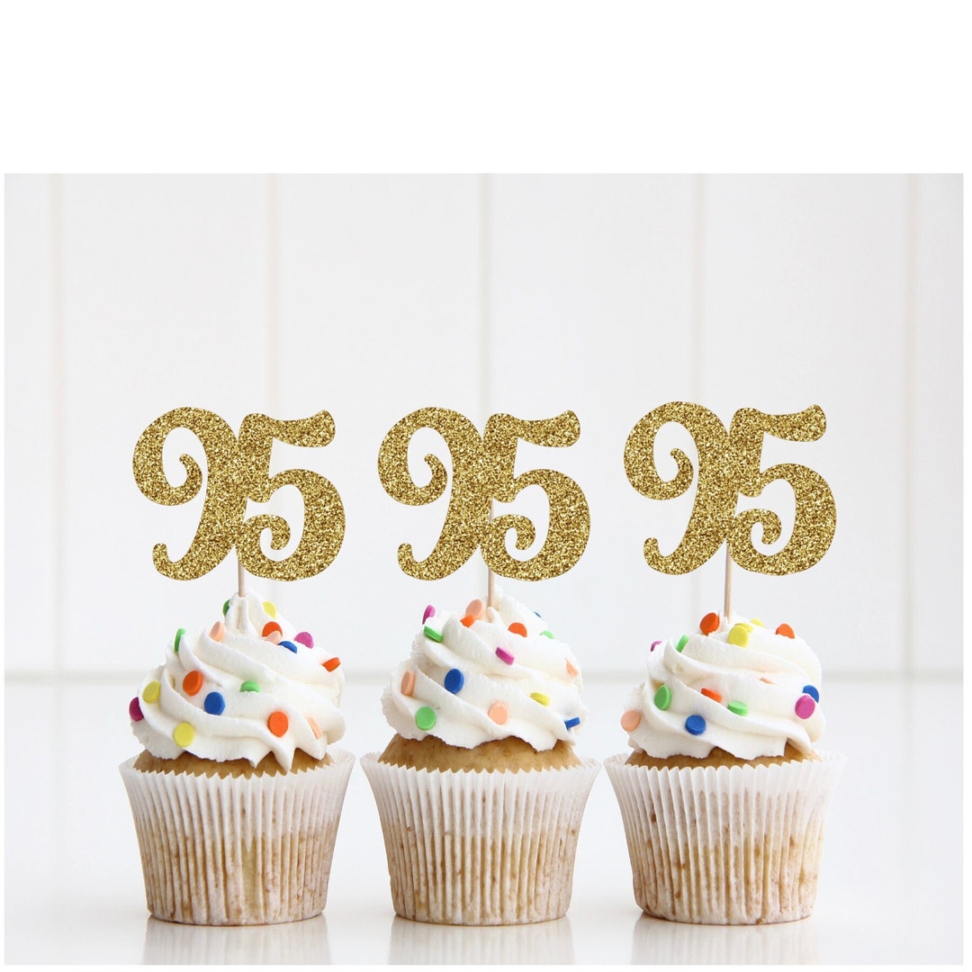 95th Birthday Cupcake Topper, 95th Birthday Decorations, Cupcake ...