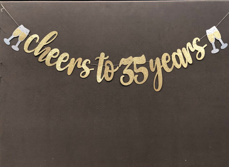Cheers To 35 Banner 35th Birthday 35th Anniversary Glitter Etsy