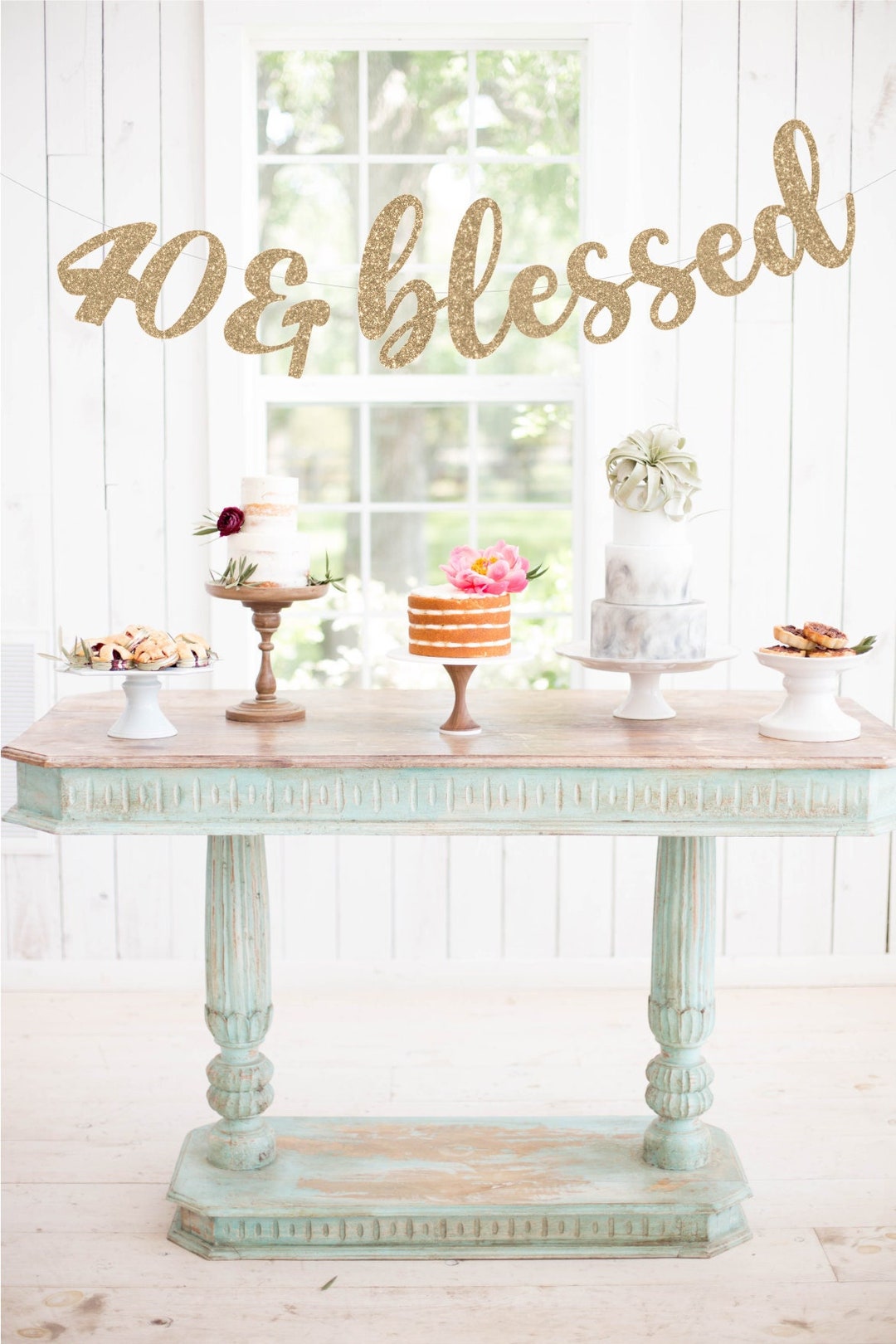 40 & Blessed Banner, 40th Birthday Party Decor - Etsy