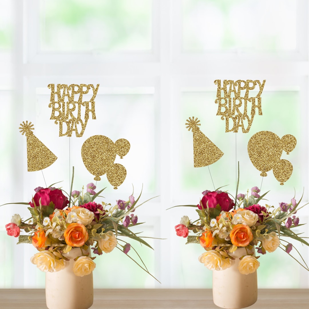 Birthday Centerpiece, Happy Birthday Centerpiece, Birthday Table ...