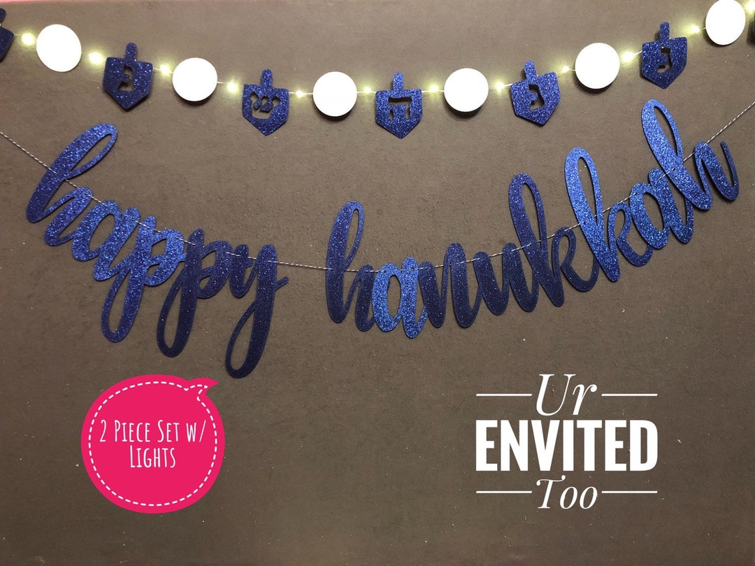 Happy Hannukah Banner, Hannykah Decoations, Party Banners, Glitter ...