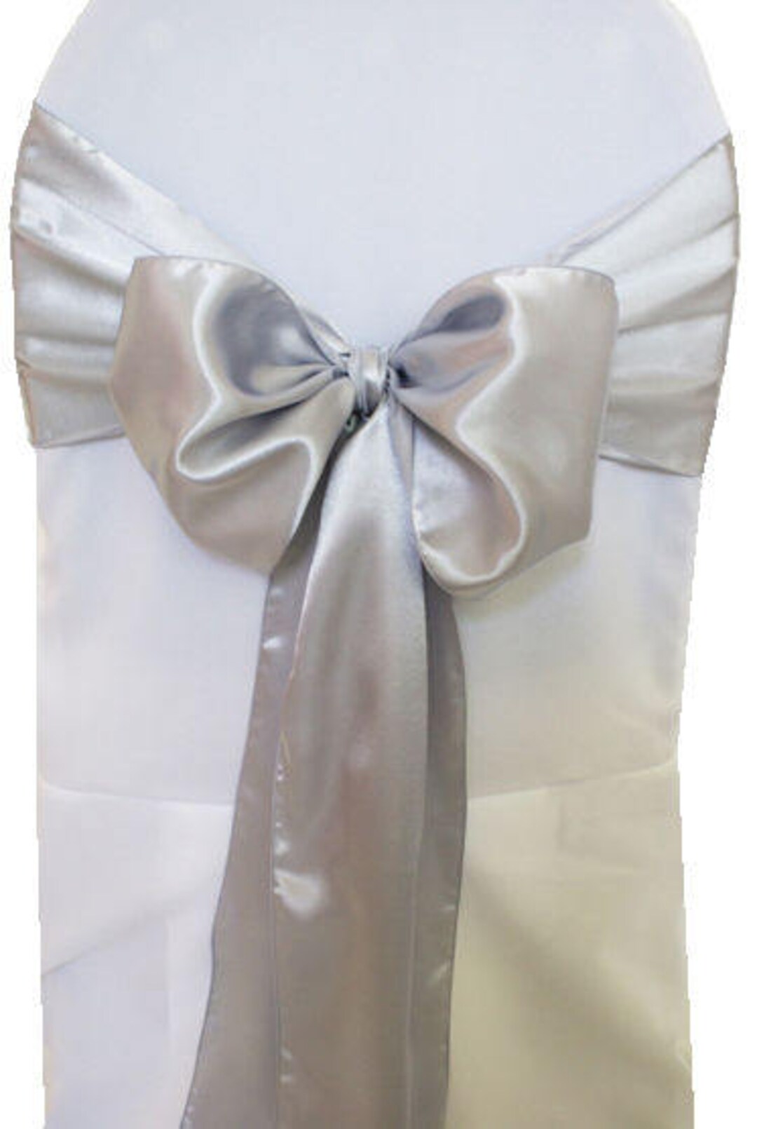 7x108 Silver Satin Sashes Chair Cover Bow Sash - Etsy UK