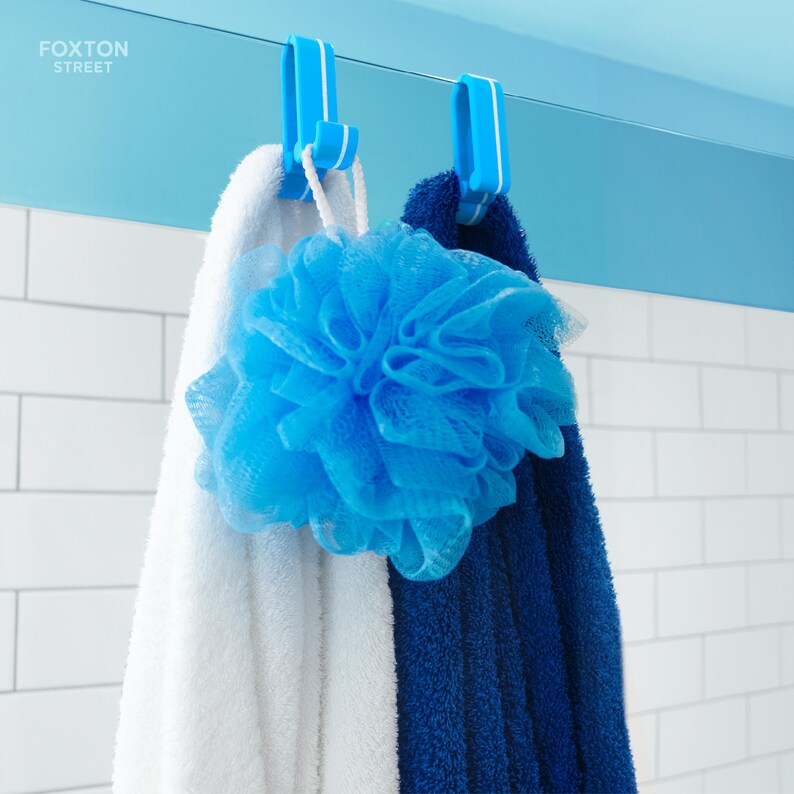 Pair of Shower Hooks, Blue - Etsy