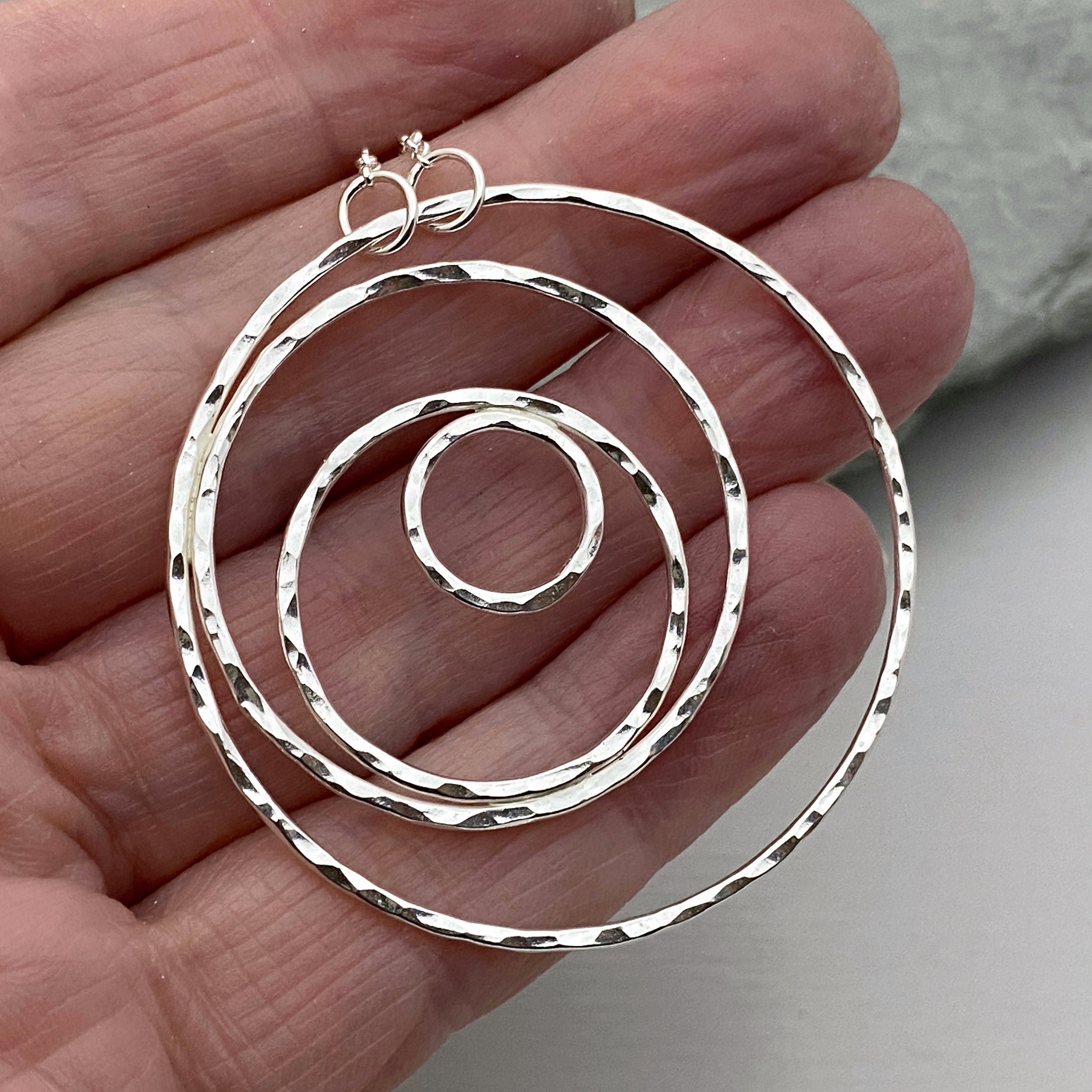 Large Round Silver Circles Statement Necklace Handmade From Hammered ...