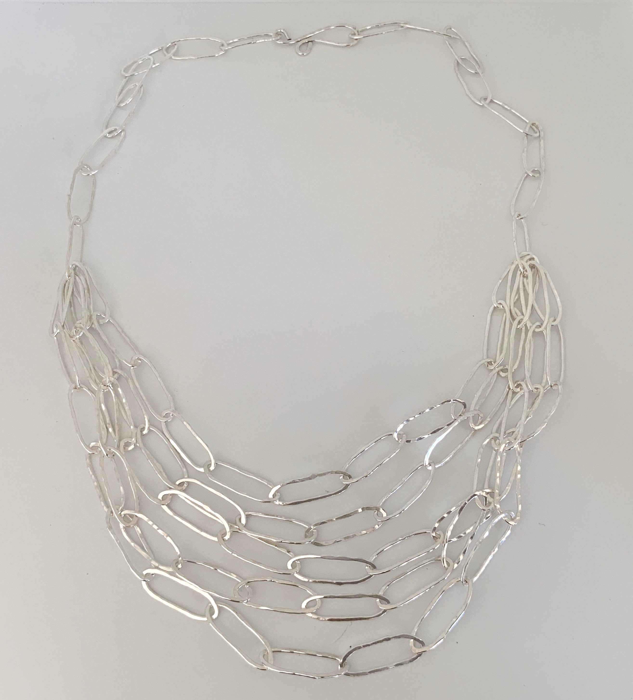 Handmade Silver Chain Necklace With Oblong Links Multi Strand - Etsy