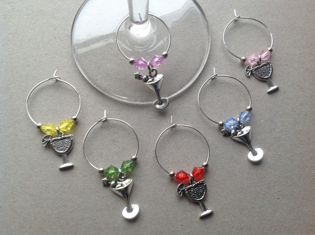 Set of 6/8/10/12 Cocktail Gin Wine Glass Charms, Birthday Party, Hen ...