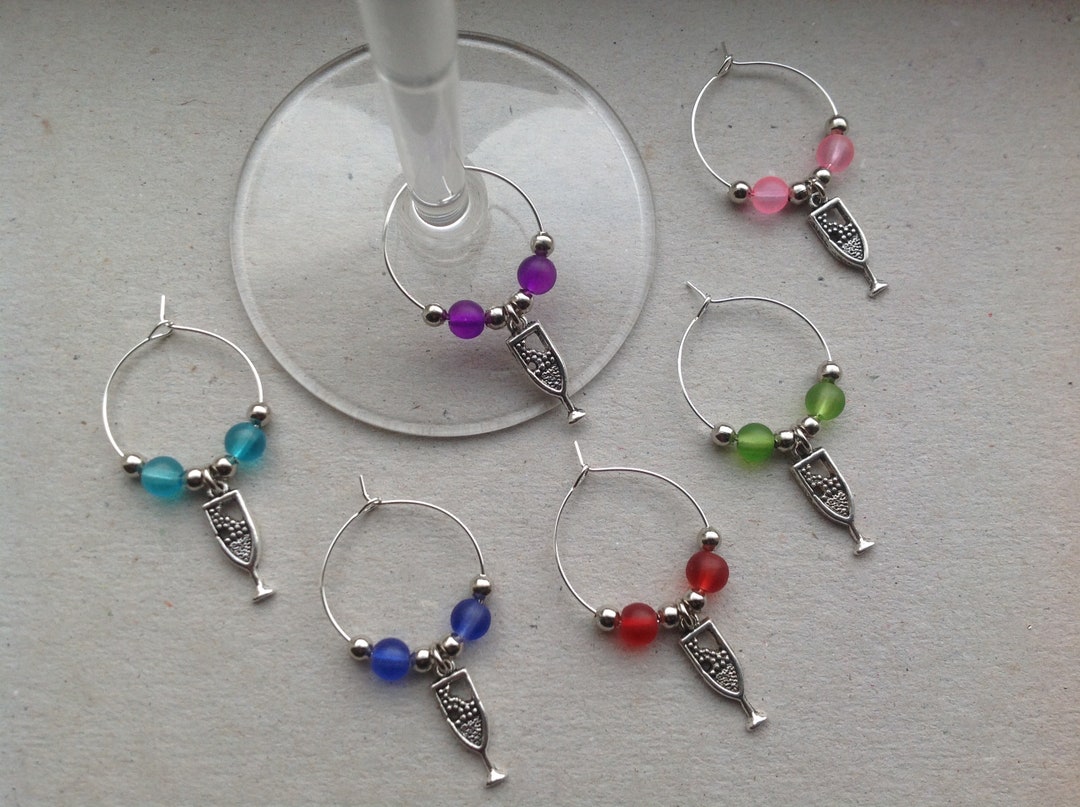 Set of 6/8/10/12 Prosecco Champagne Wine Glass Charms, Birthday Party ...