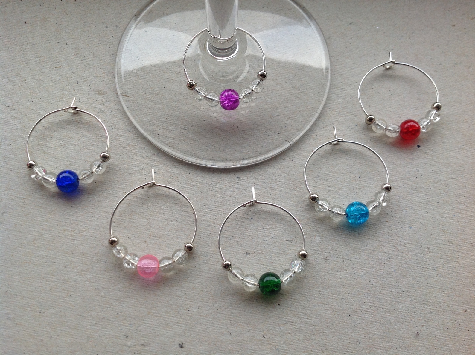 Set of 6/8/10/12 Glass Beaded Wine Glass Charms, Birthday Party, Hen ...