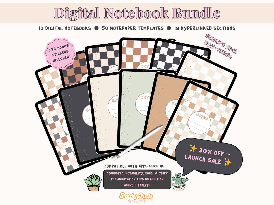 Digital Notebook Bundle for Goodnotes: 12 Notebooks, 50 Templates, 276 ...