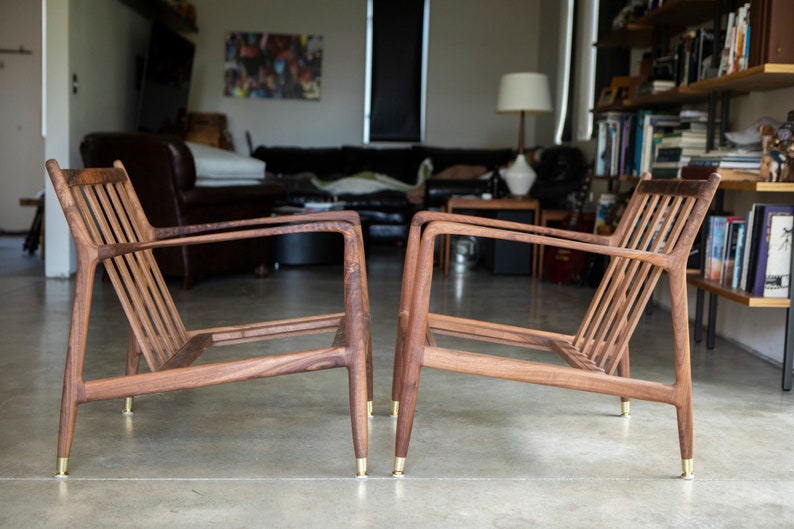 MCM Style Walnut Lounge Chair | Etsy