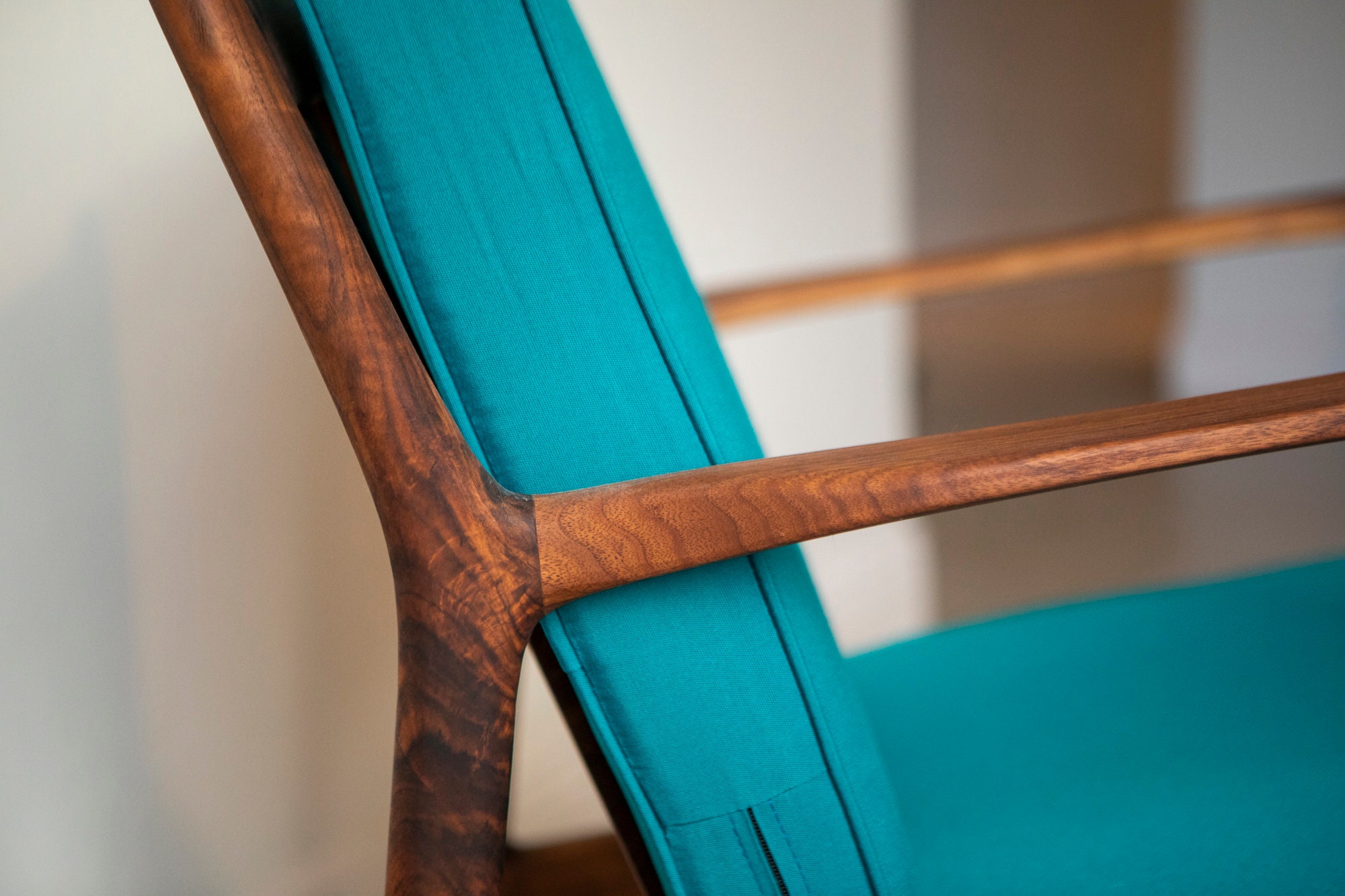 MCM Style Walnut Lounge Chair - Etsy