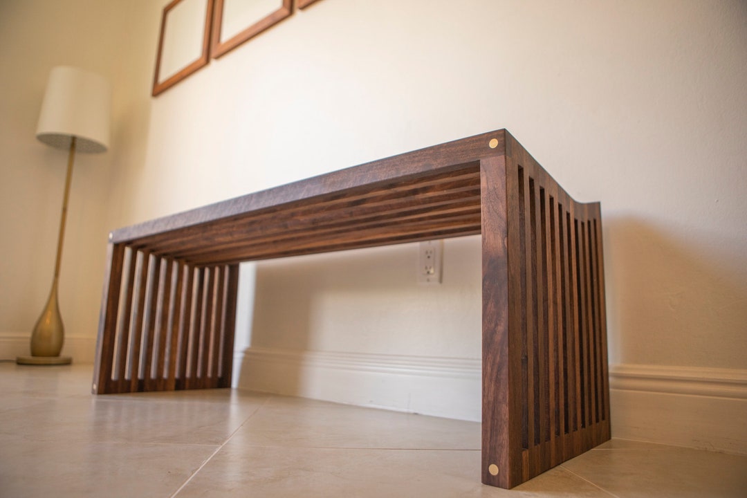 Modern Slat Bench in Walnut - Etsy