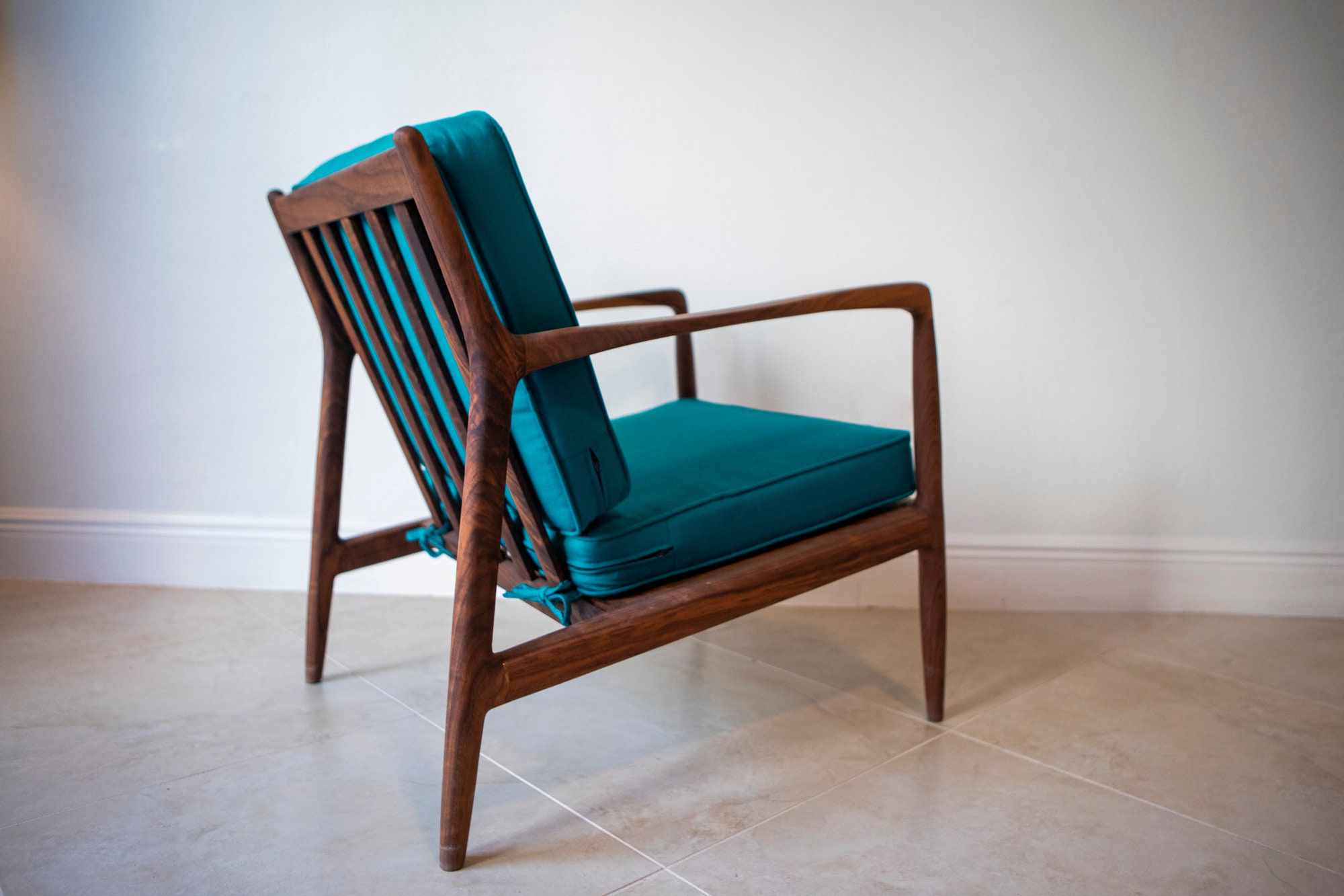 MCM Style Walnut Lounge Chair - Etsy