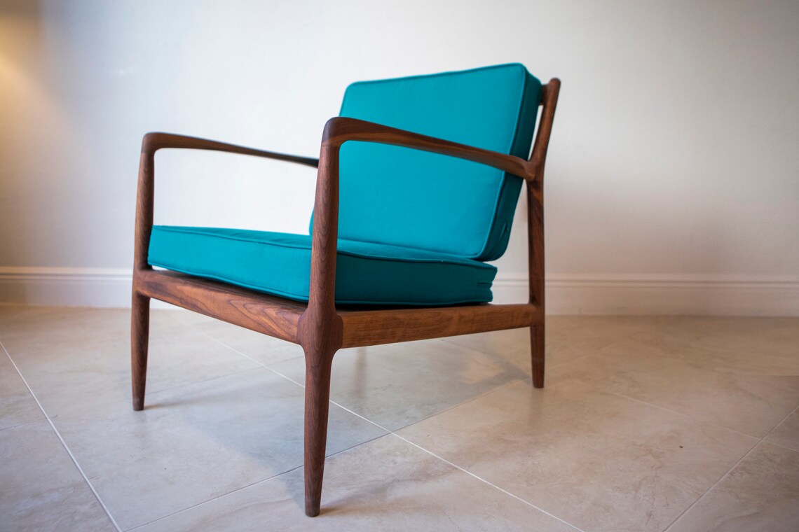 MCM Style Walnut Lounge Chair - Etsy