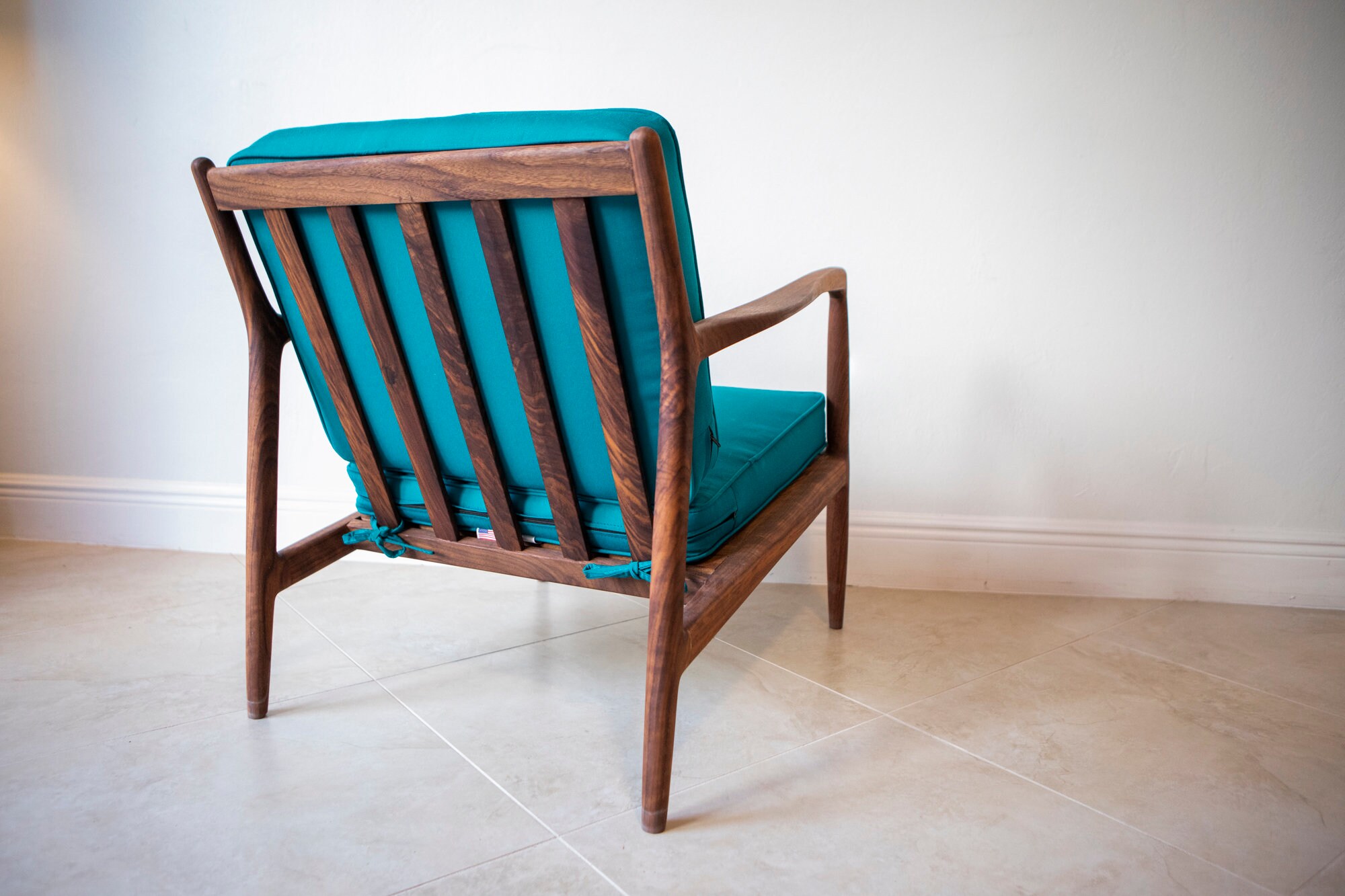 MCM Style Walnut Lounge Chair - Etsy