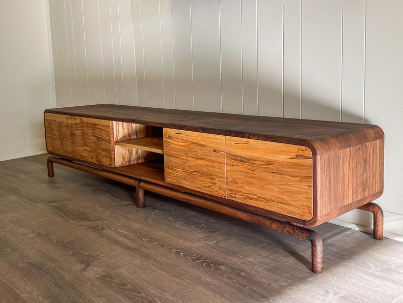 Modern Media Console (pictured in Walnut and Ambrosia Maple) - Etsy