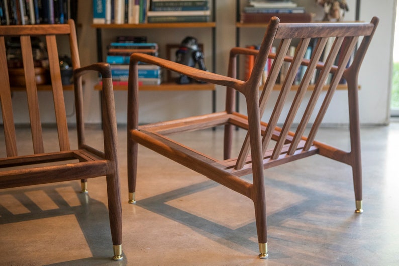 MCM Style Walnut Lounge Chair | Etsy