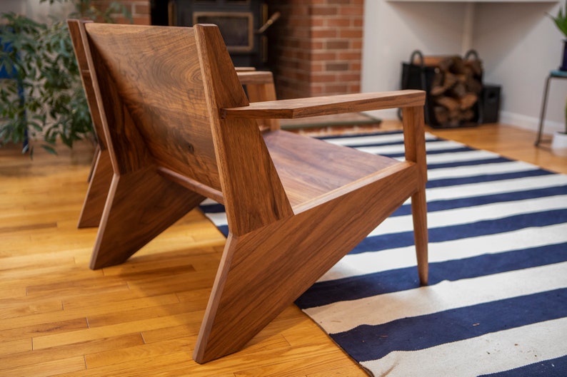 MCM Style Custom Walnut Lounge Chair - Etsy