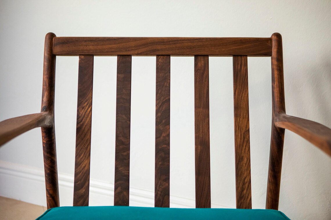 MCM Style Walnut Lounge Chair - Etsy