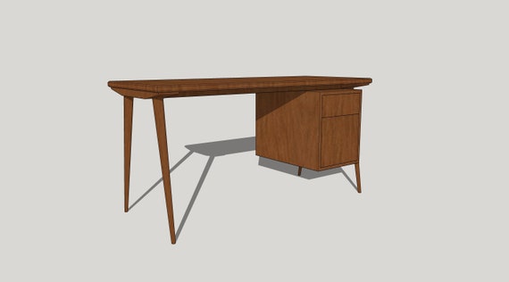 Mid Century Modern Design Walnut Desk Etsy
