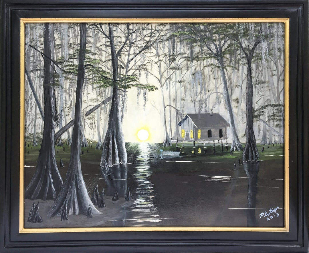 Fishing Shack in a Florida Swamp Framed Original Oil Painting - Etsy