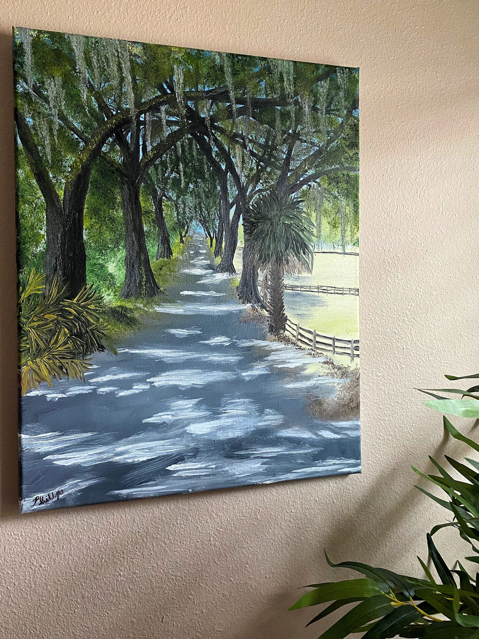 Live Oak Alley on a Florida Country Road in Horse Country Original Oil ...