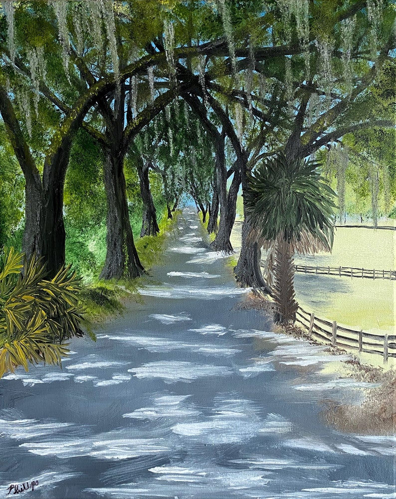 Live Oak Alley on a Florida Country Road in Horse Country Original Oil ...