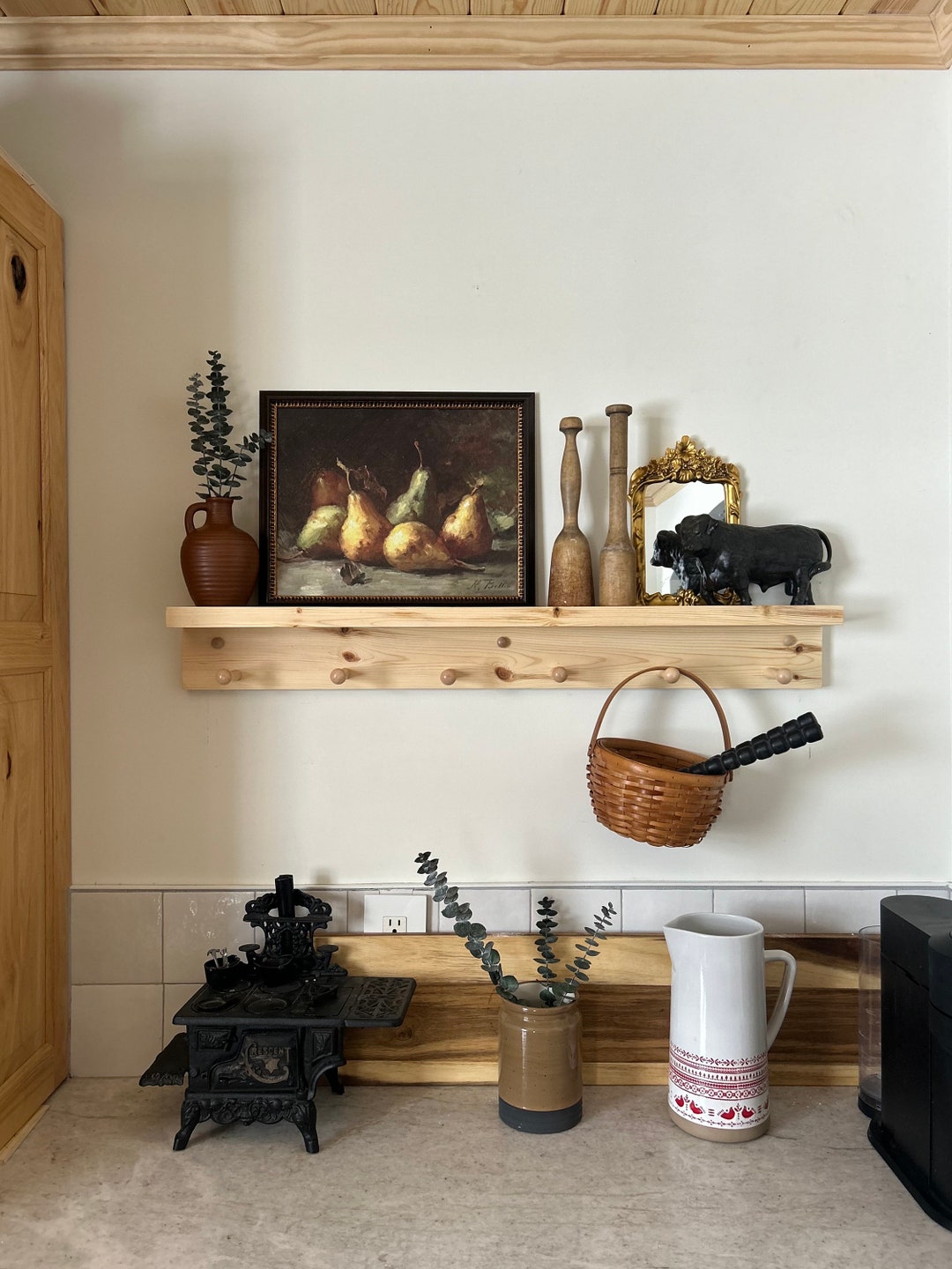 Wooden Peg Rail Shelf: Entryway Coat Rack, Kitchen Decor - Etsy