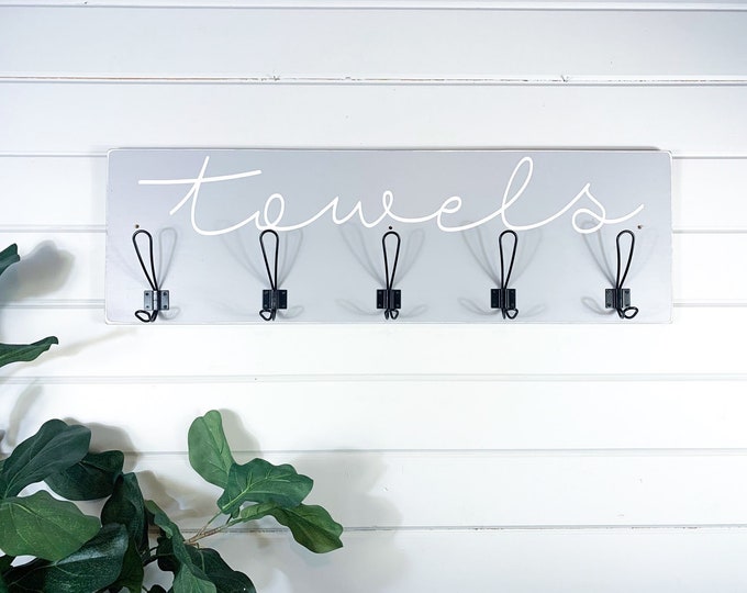 Towel Hooks Coat Rack Sign Bathroom Decor Bathroom Sign - Etsy