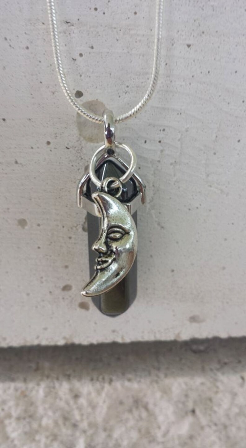 Hematite Crystal, Moon Necklace, Hematite Necklace, Crystal Necklace ...