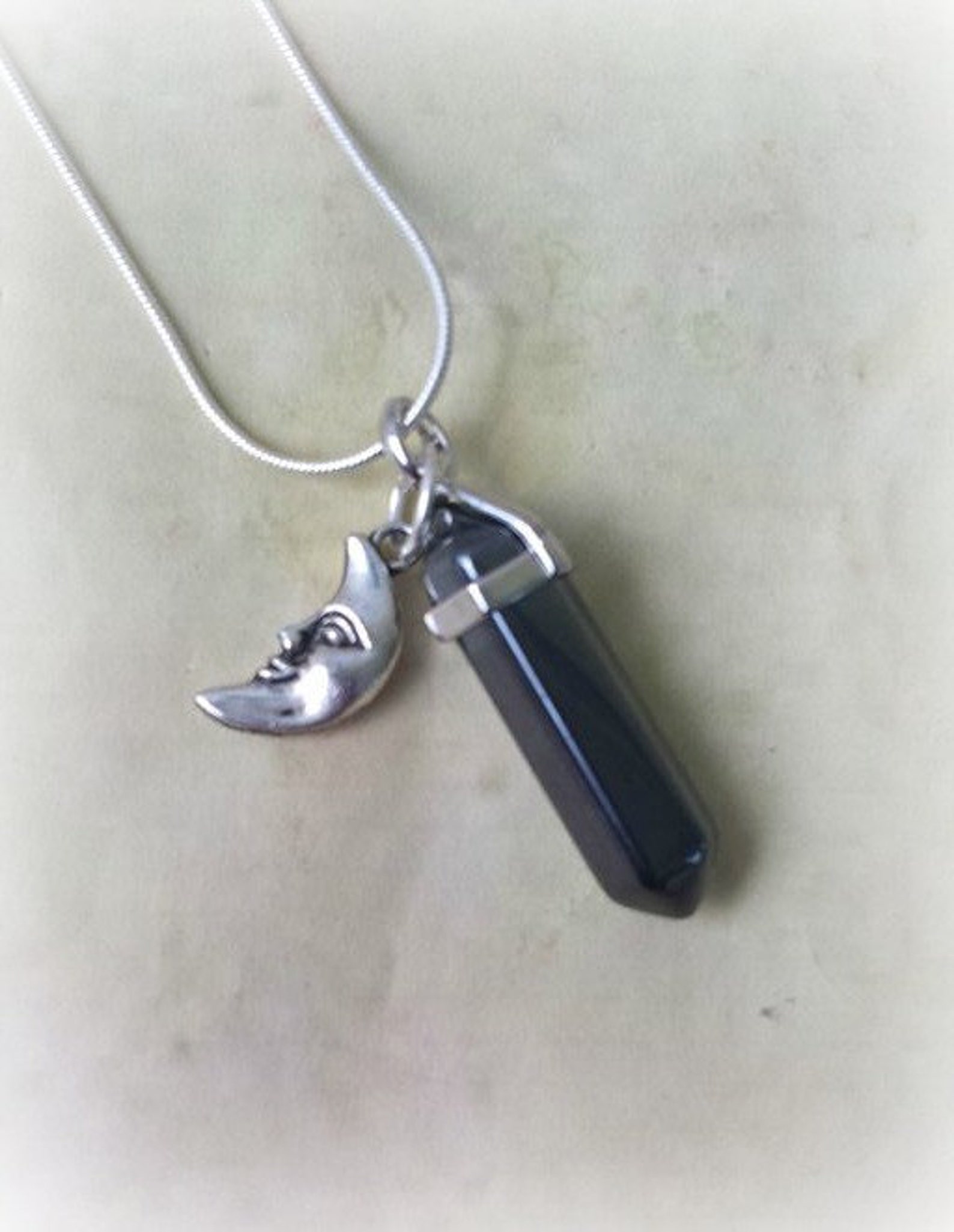 Hematite Crystal, Moon Necklace, Hematite Necklace, Crystal Necklace ...