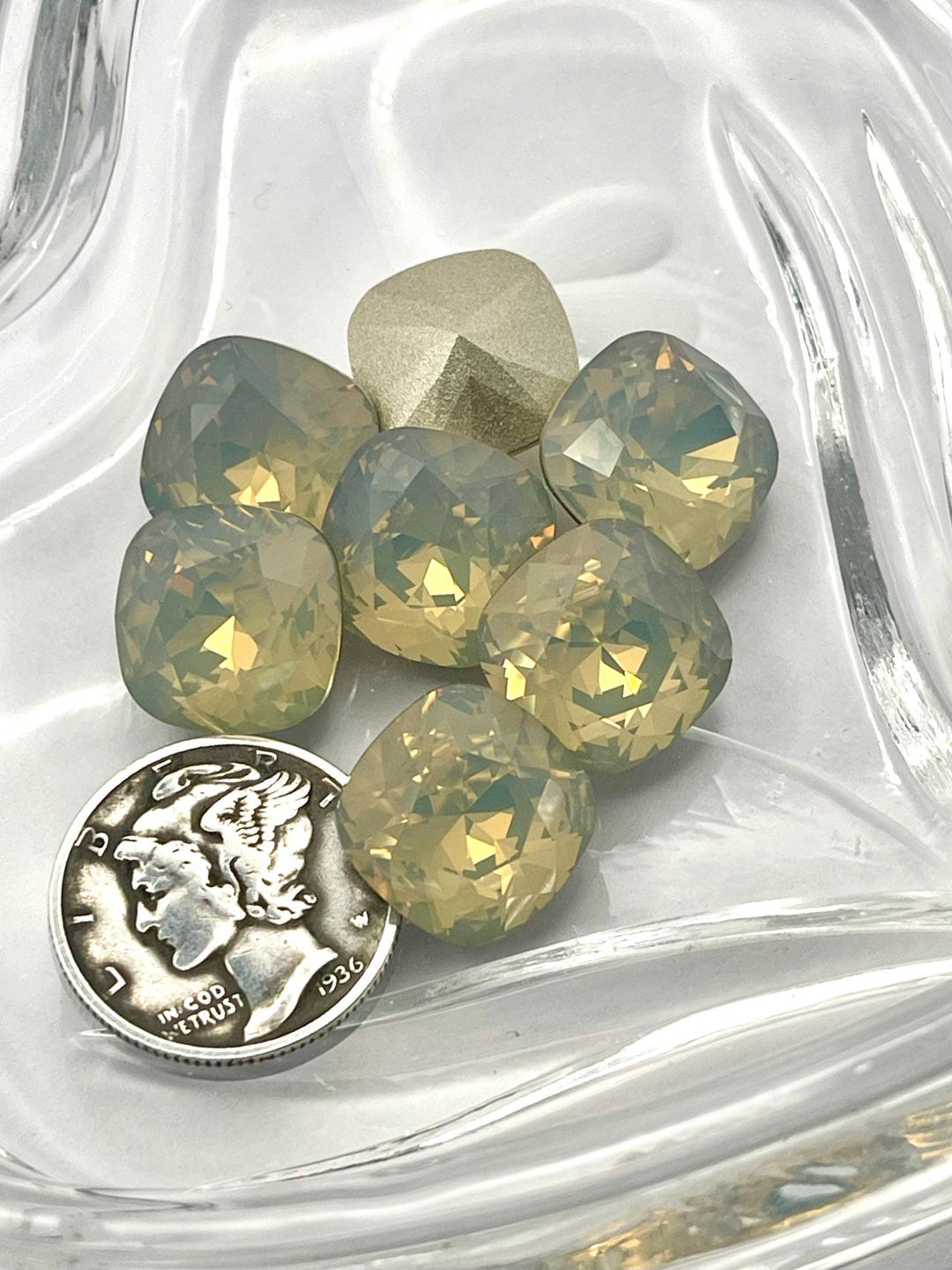 Light Grey Opal F (12mm) Swarovski 4470 Cushion Cut Stones - Etsy