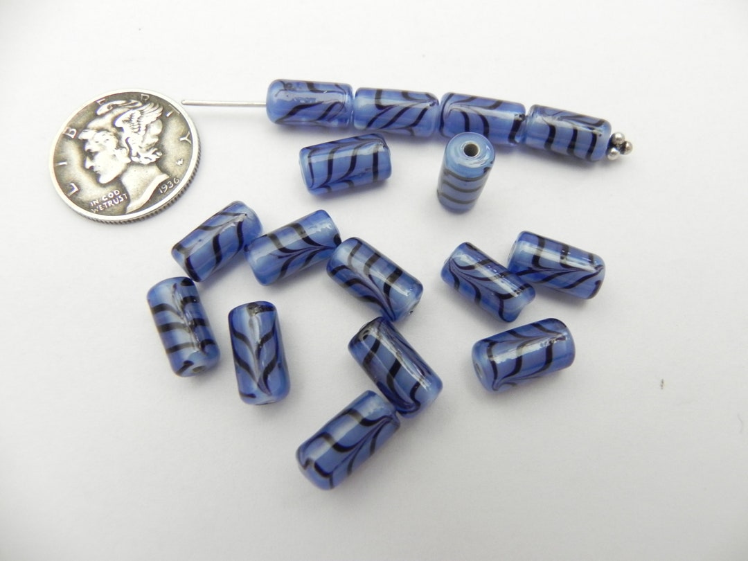 Periwinkle Blue Swirl (10x5mm) Vintage West German Glass Beads - Etsy