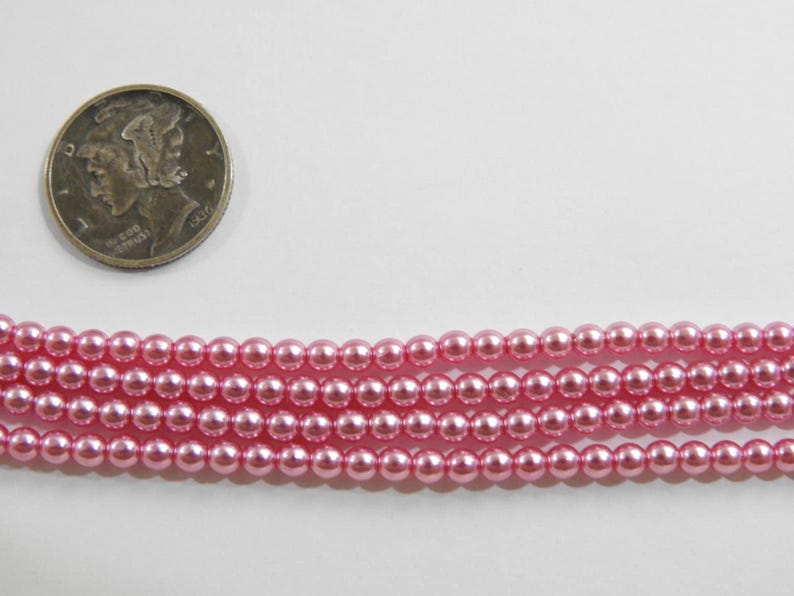 Hot Pink Glass Pearls (2mm, 3mm, 4mm or 6mm) 1 - Full Stand Czech Beads ...