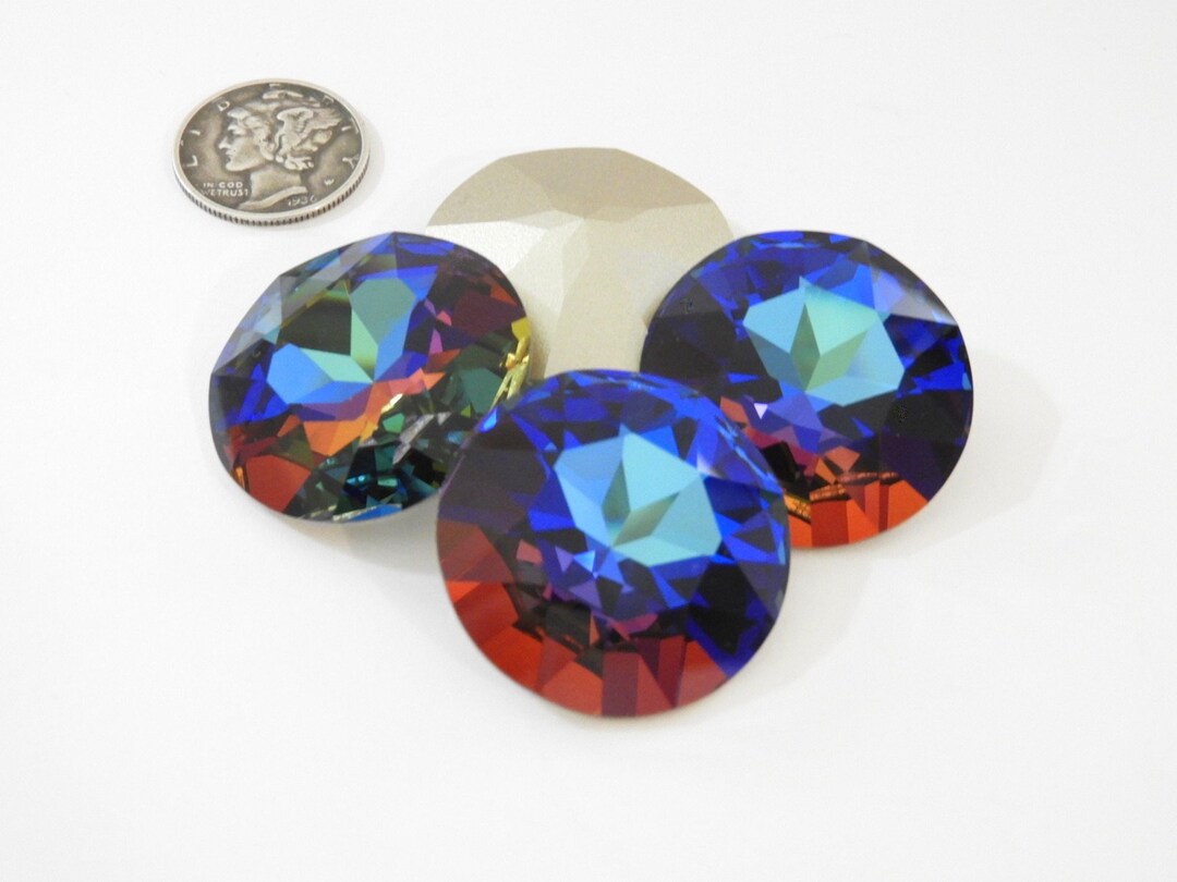 Meridian Blue F (27mm) Vintage Swarovski 1201 Dentelle Rivoli Stones - Etsy