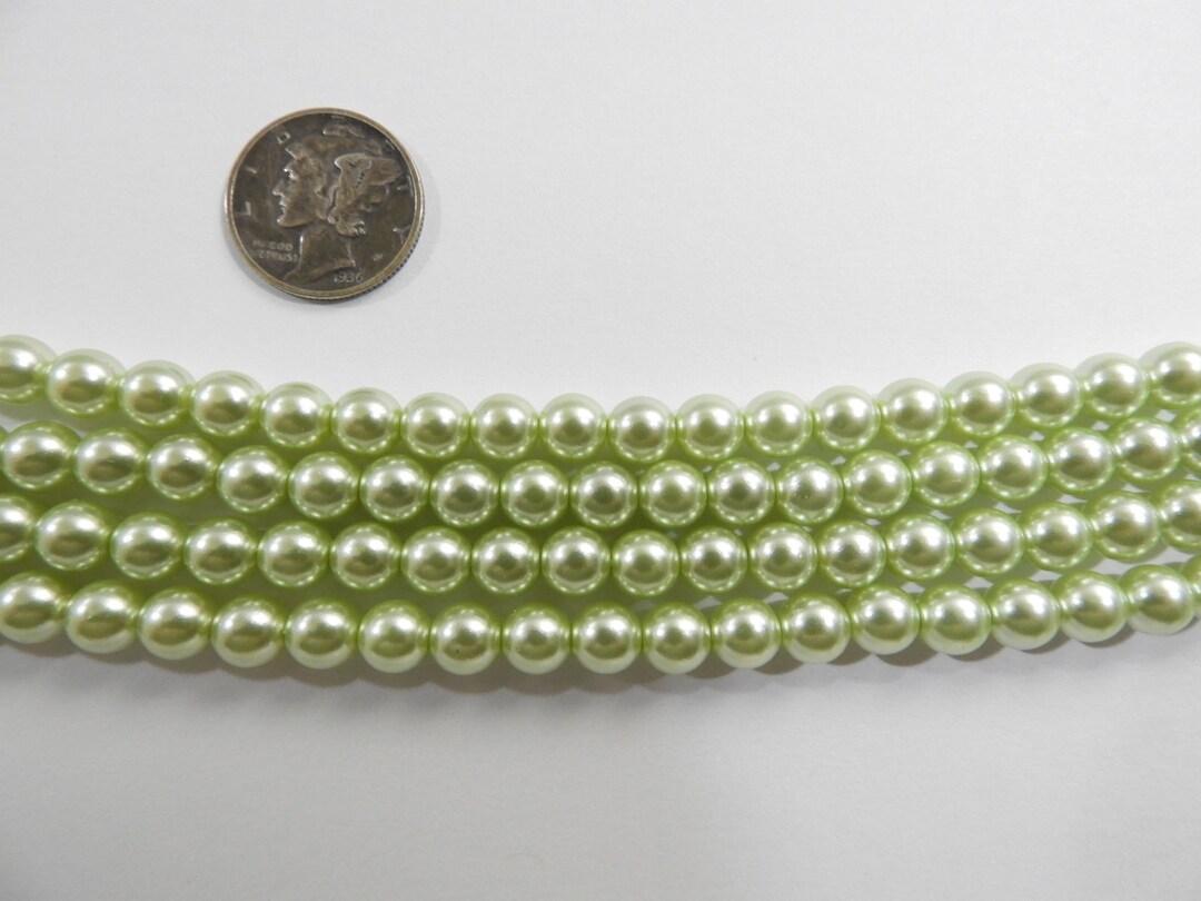 Mint Green Glass Pearls (2mm, 3mm, 4mm or 6mm) 1 - Full Stand Czech ...