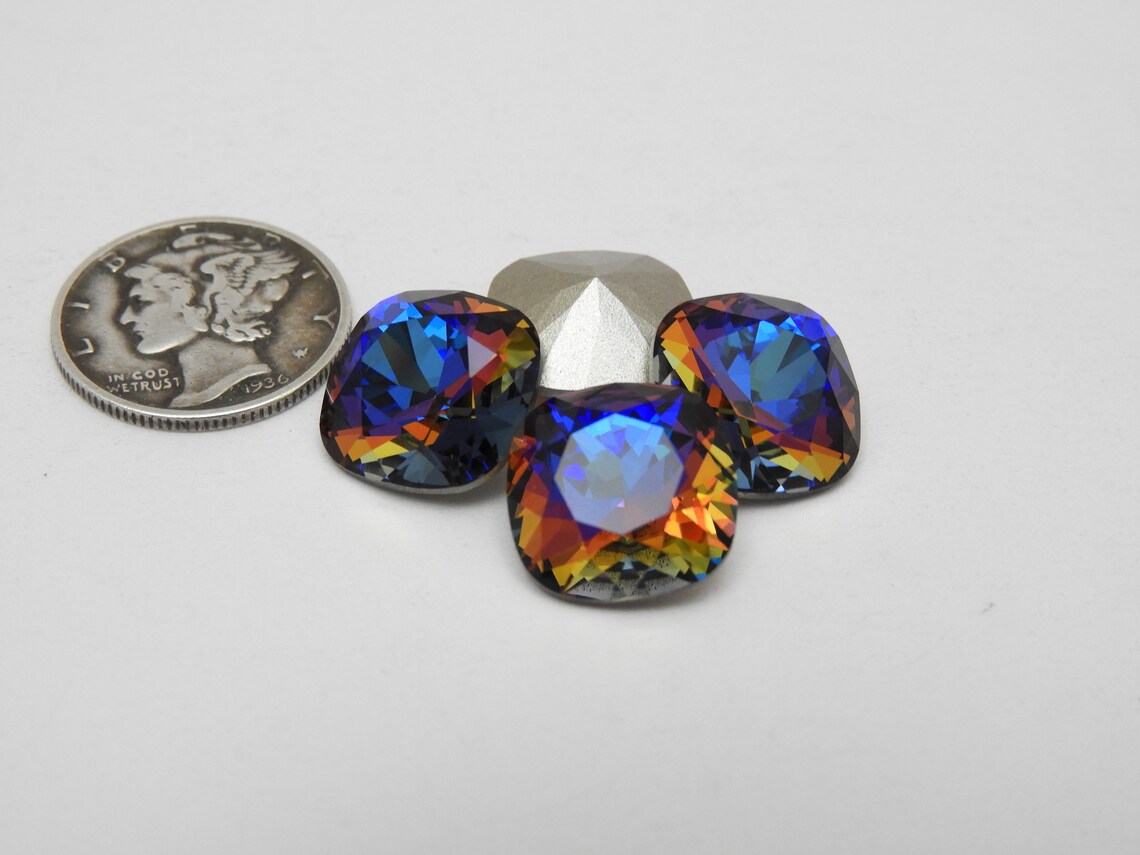 Meridian Blue F 12mm Swarovski 4470 Cushion Cut Stone - Etsy