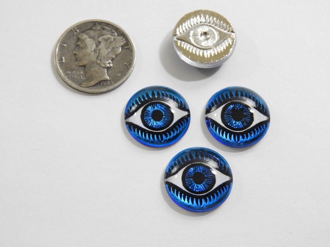 Bermuda Blue Intaglio Painted Eyes (12mm, 14mm or 18mm) Preciosa ...