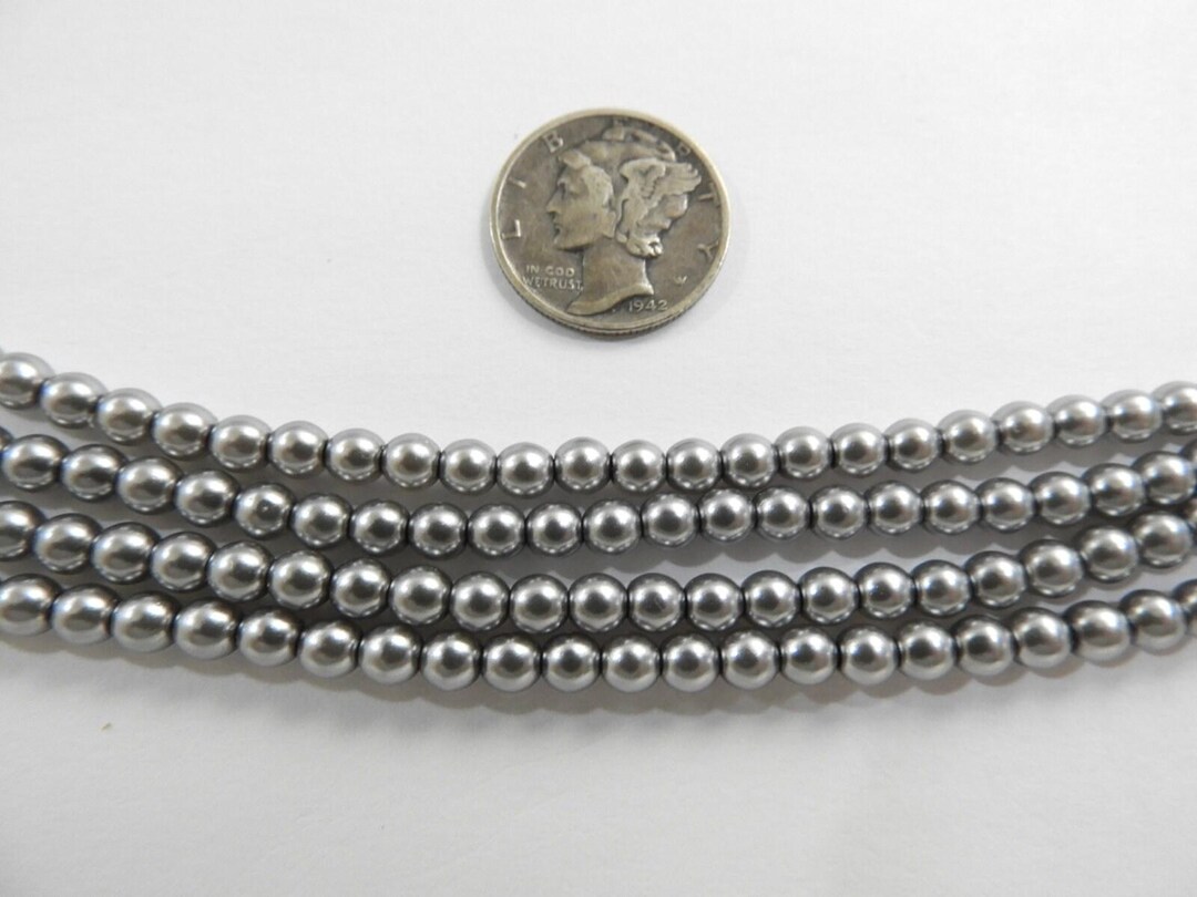 Silver Grey Glass Pearls (2mm, 3mm, 4mm or 6mm) 1 Full Stand Czech ...