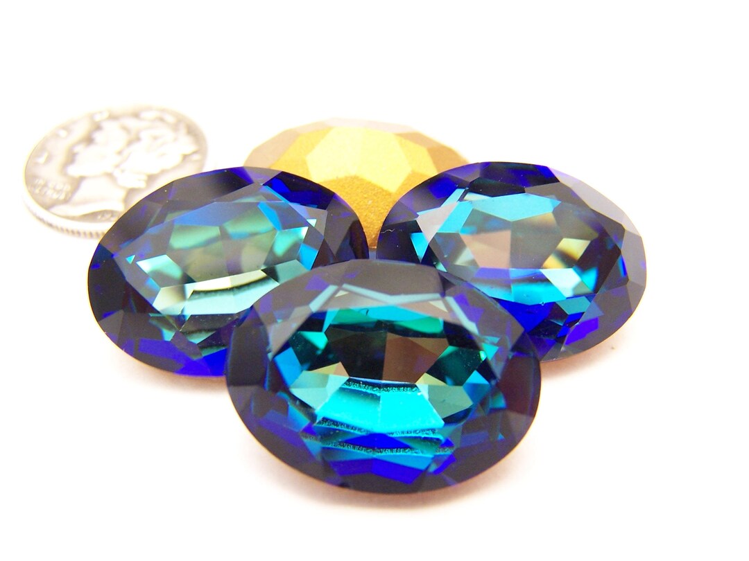 Bermuda Blue GF (20x15mm) Vintage Swarovski 4140 Oval Fancy Cut Stones ...