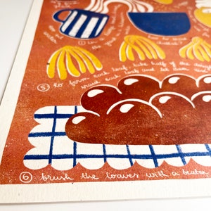 Challah Recipe Illustration Art Print | Kitchen Decor - Etsy