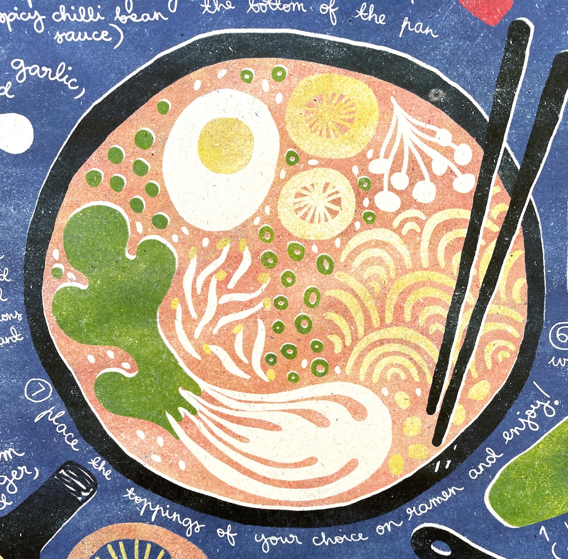 Ramen Illustrated Recipe Art Print Illustrated Food - Etsy