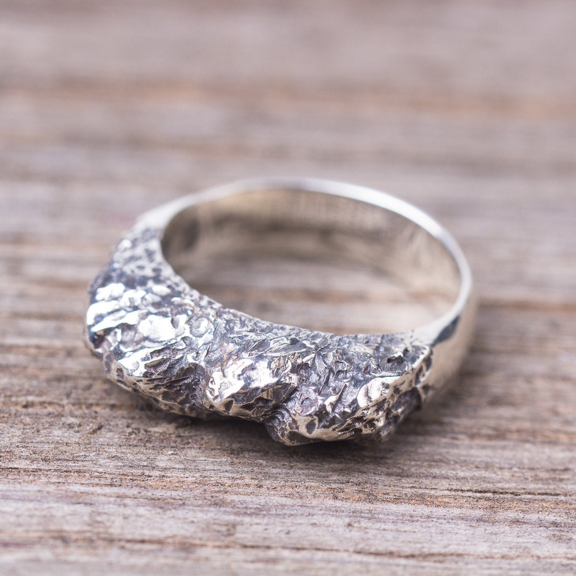 Mountain Ring for Men Sterling Silver Rock Ring Organic | Etsy