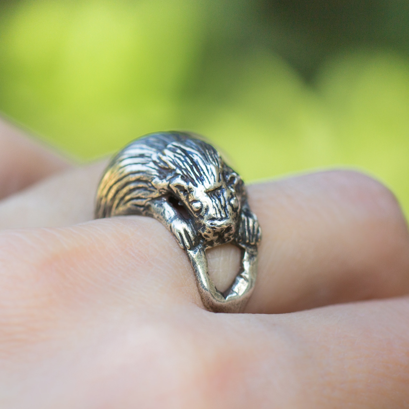 Porcupine Ring Sterling Silver Animal Ring Woodland Animal - Etsy
