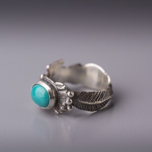 Turquoise Sterling Silver Ring Thunderbird Ring Feather - Etsy